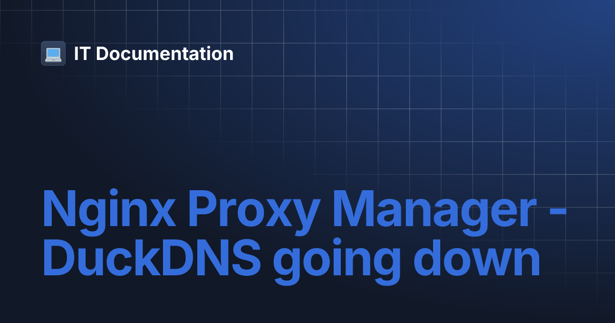 Nginx Proxy Manager Duckdns Going Down It Documentation